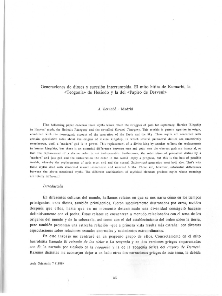 A. Bernabé. Mito Hurrita PDF | PDF
