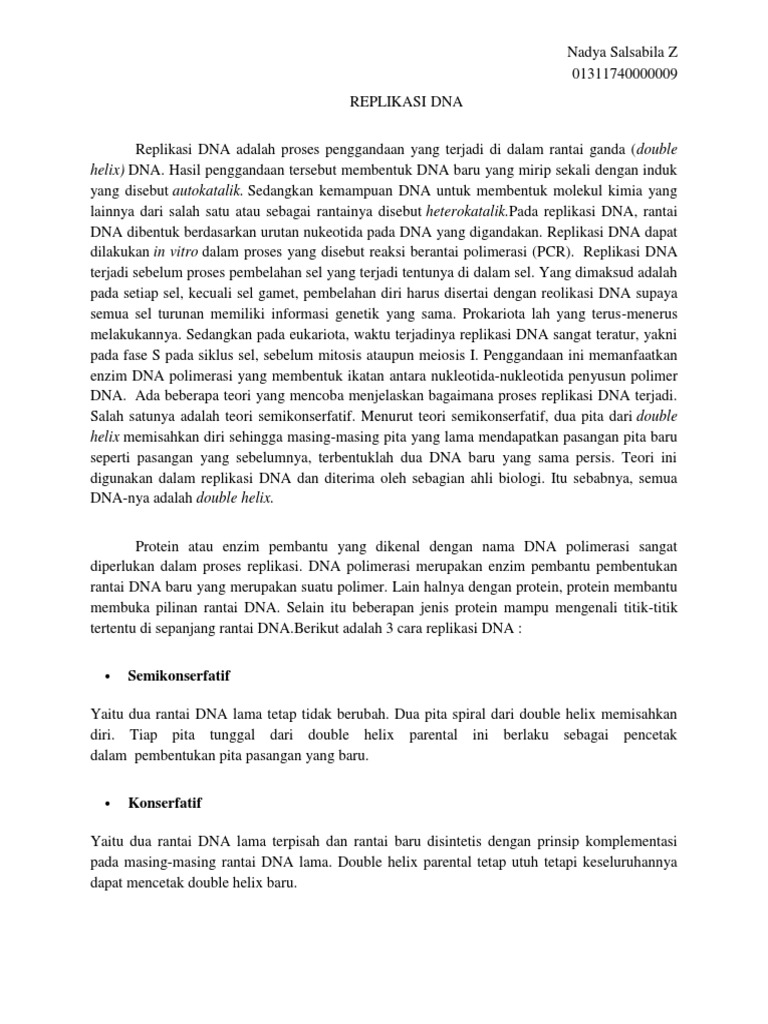 Proses dan Teori Replikasi DNA | PDF