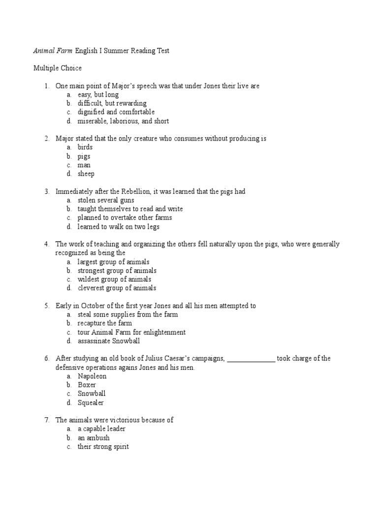 Animal Farm Test-2 | PDF