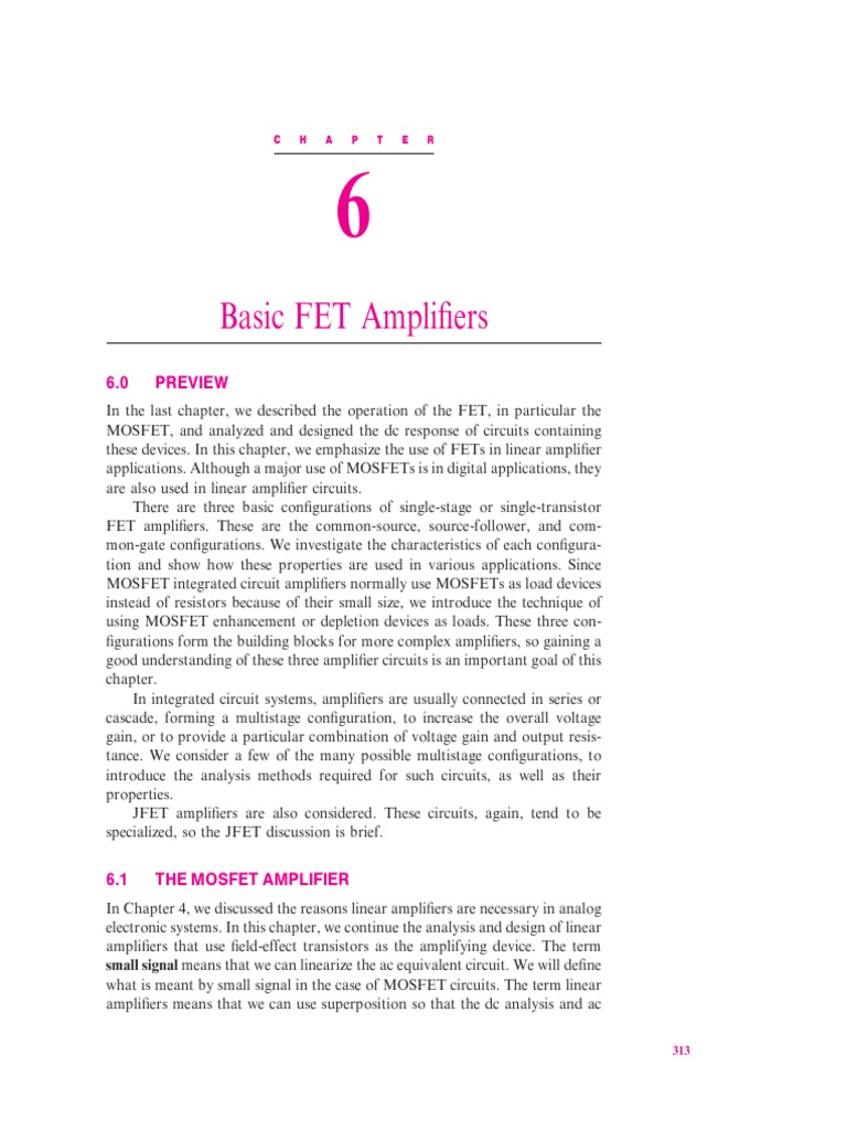 Basic FET Ampli®ers: 6.0 Preview | PDF