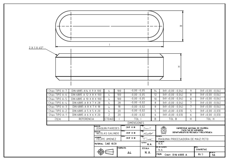 Chav. Din 6885 A - Chavetas | PDF