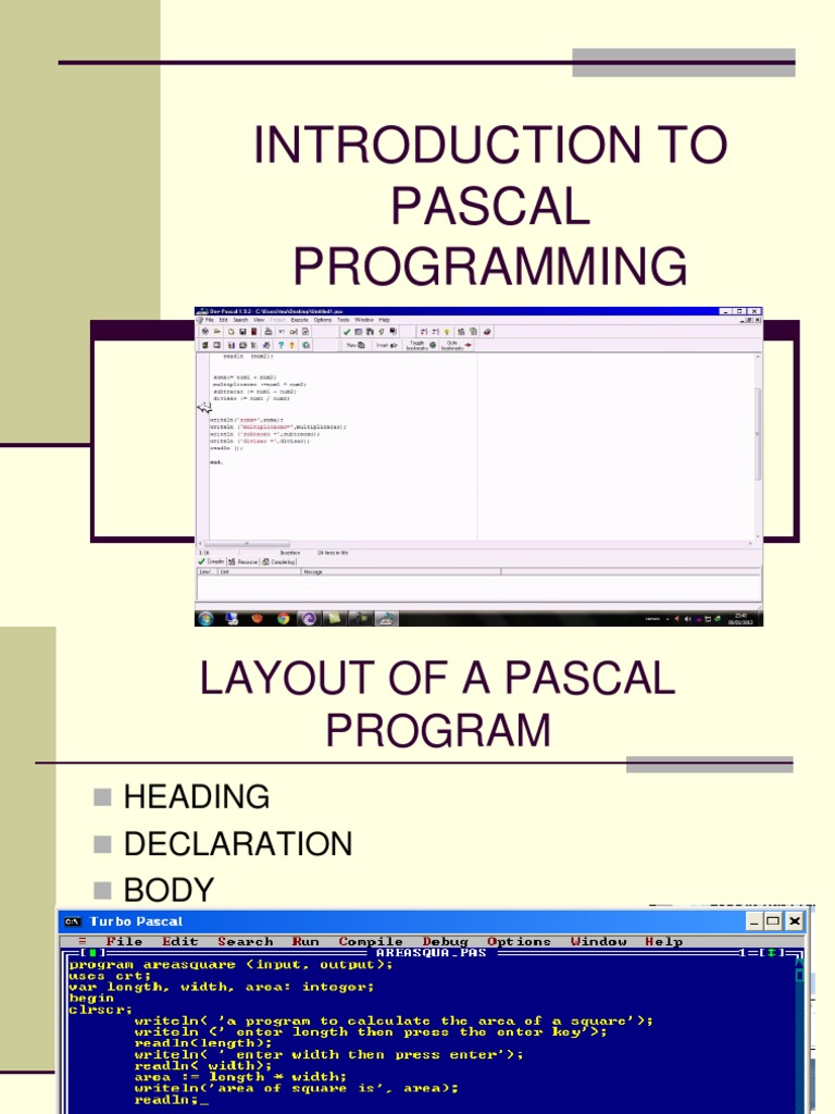 Introduction To Pascal Programming | PDF | Data Type | Theoretical ... Introduction To Pascal Programming | PDF | Data Type | Theoretical ...