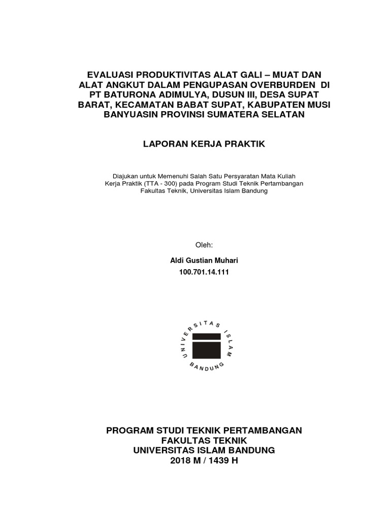 Produktivitas Alat Gali Muat Dan ANgkut PT Baturona Adimulya | PDF