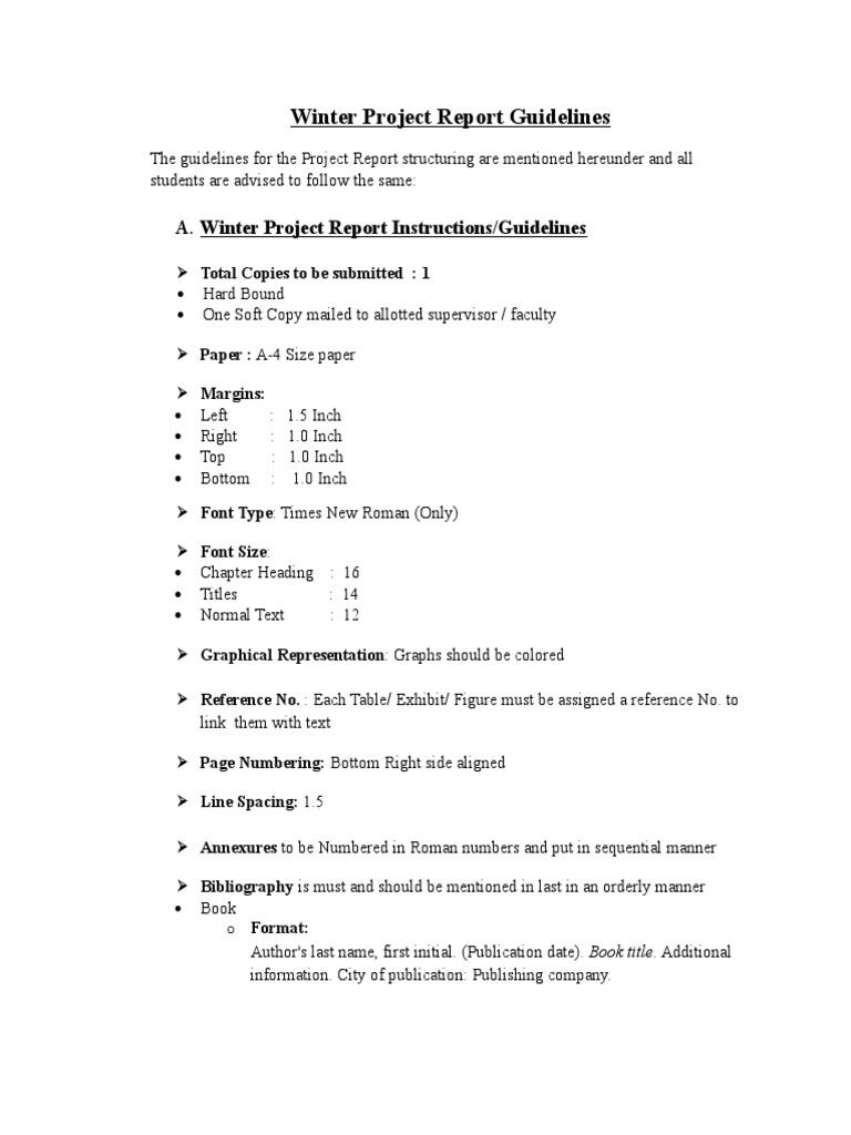 Winter Project Report Guidelines | PDF | Master Of Business ...