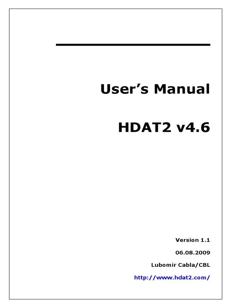 User's Manual HDAT2 v4.6: 06.08.2009 Lubomir Cabla/CBL | PDF | Computing | Computer Engineering