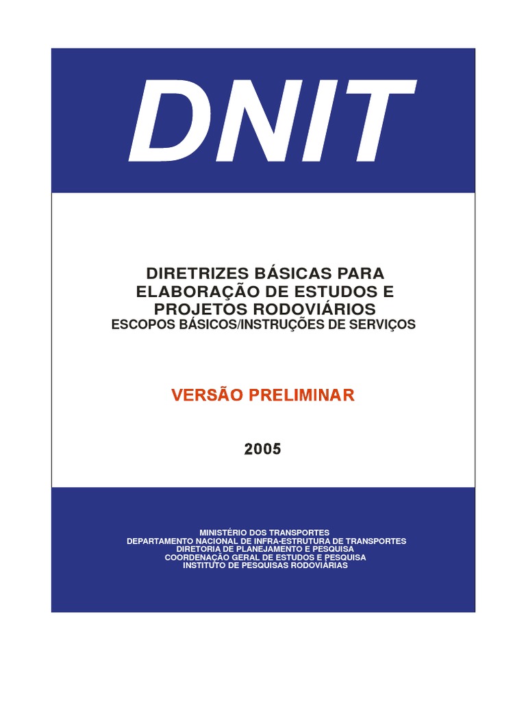 DNIT - Diretrizes Basicas de Projetos Rodoviários PDF | PDF | Consultor ...