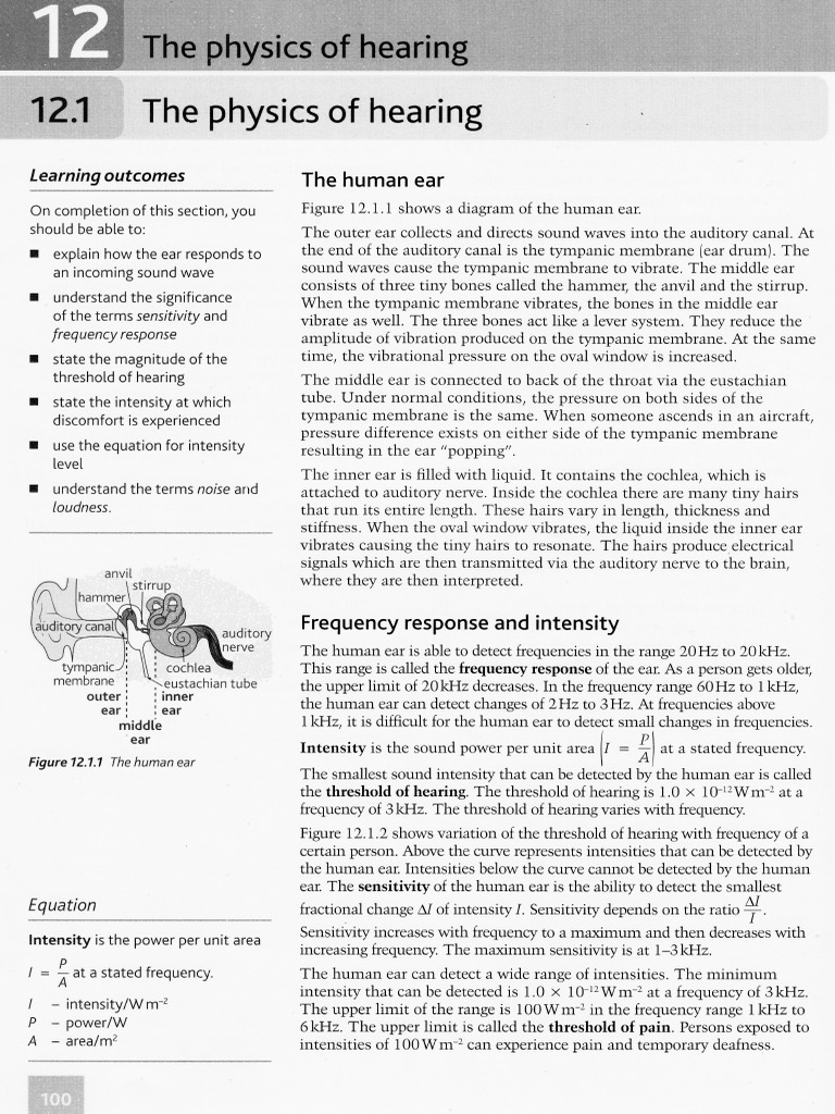 The Physics of Hearing | PDF | Ear | Hearing