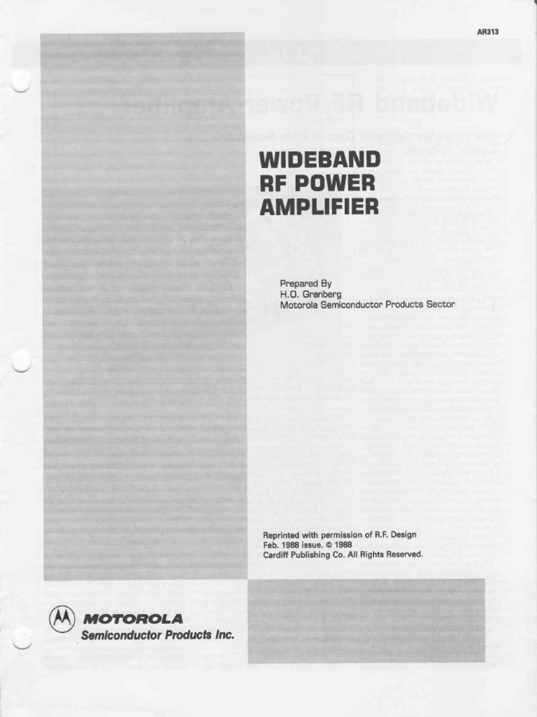 AR313 Application Note MRF141G | PDF | Amplifier | Field Effect Transistor