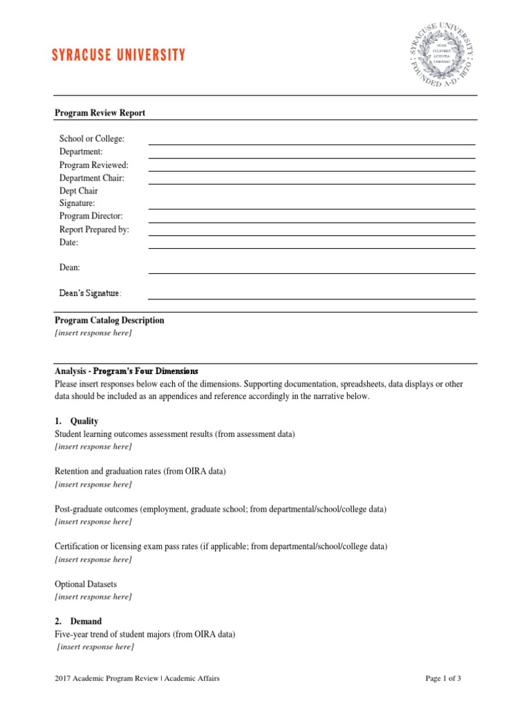 1) Program Review Report Template | PDF | Course Credit | Educational ...