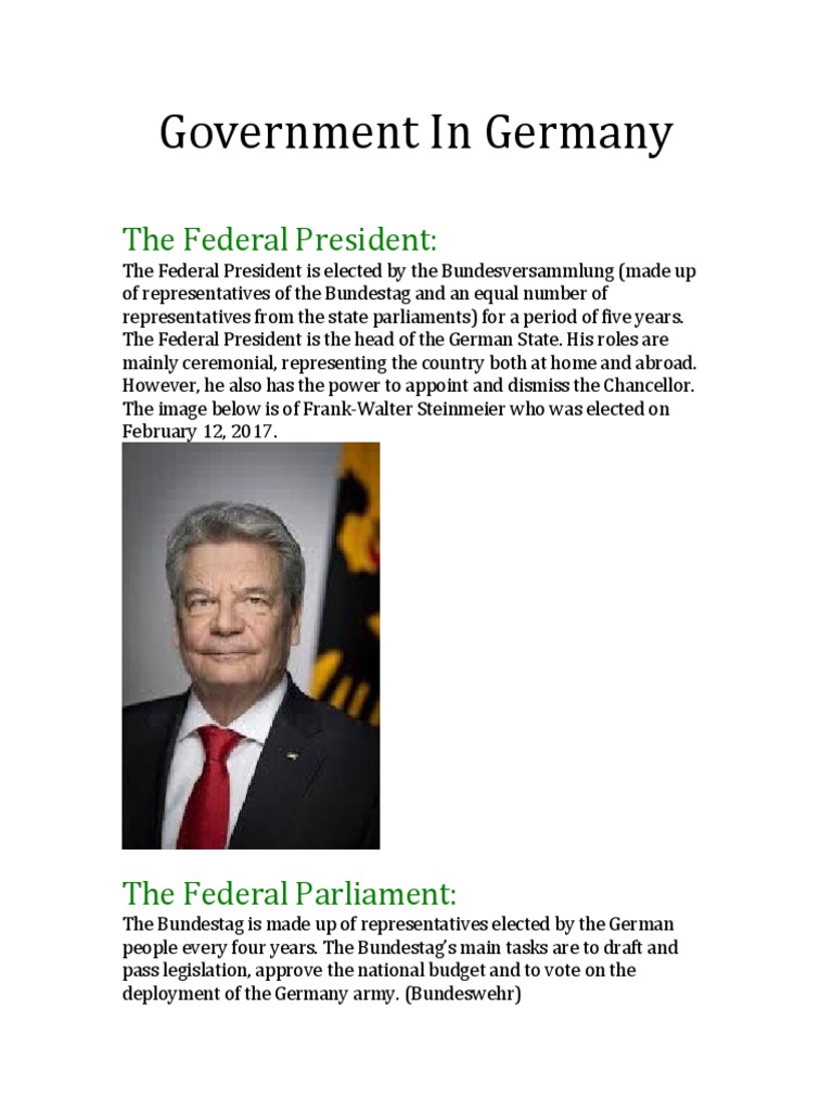 Government in Germany | PDF | Politics Of Germany | Government Of Germany