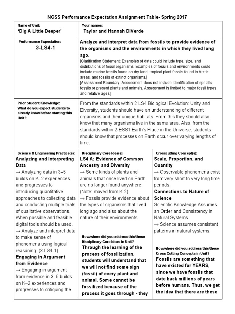Ngss 3-ls4-1 | PDF | Fossil | Data