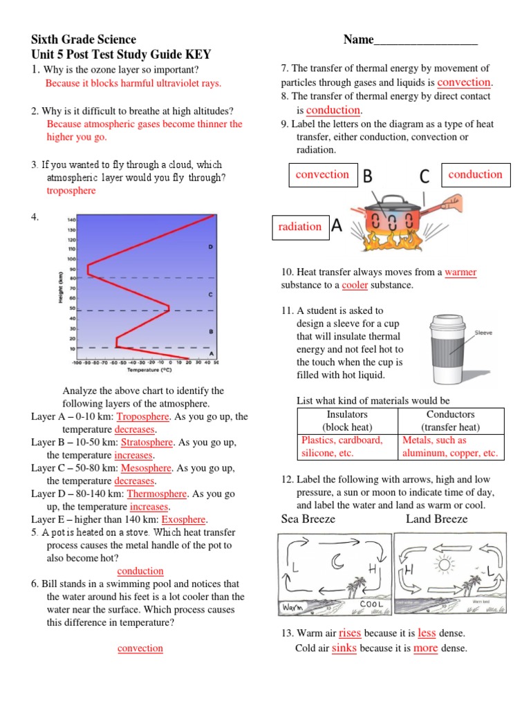 Unit 5 Study Guide Key | PDF | Atmosphere Of Earth | Weather