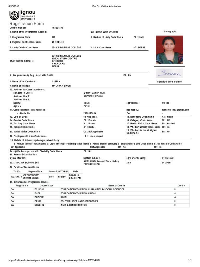 IGNOU Online Admission | PDF | Bachelor Of Arts