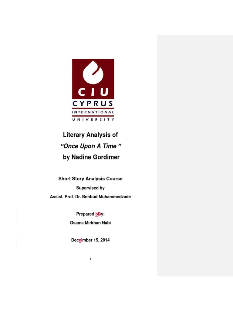 Literary Analysis of Once Upon A Time by | PDF | General Fiction