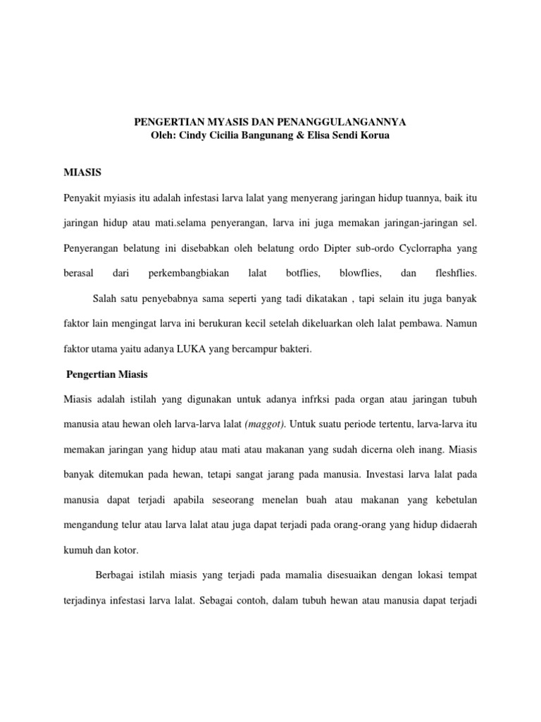 Pengertian Myasis Dan Penanggulangannya | PDF