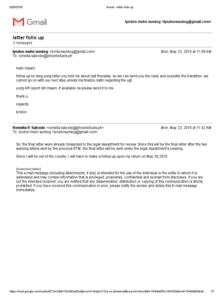 Follow-Up on Letter and AR Report | PDF