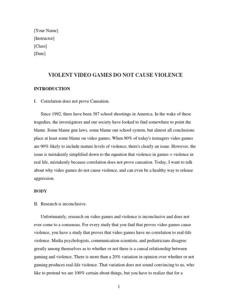 Video Games Do Not Cause Violence Persuasive | PDF | Violence | Video Games