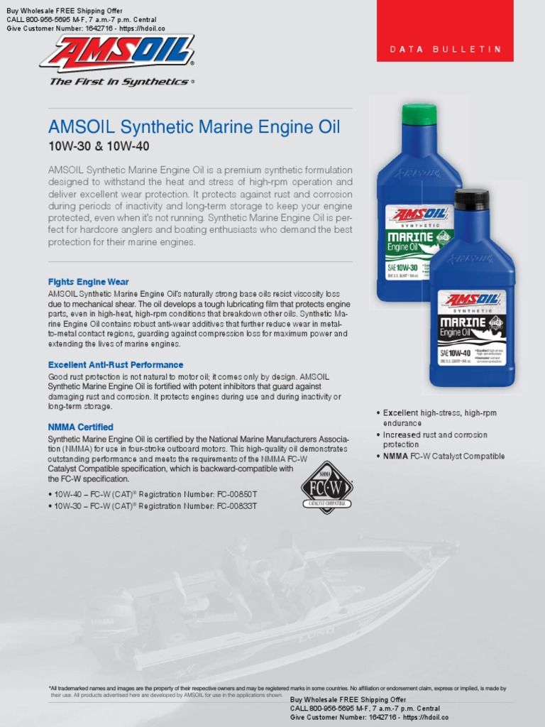 AMSOIL Formula 4stroke® Marine Synthetic Motor Oils (WCT - WCF) | PDF ...