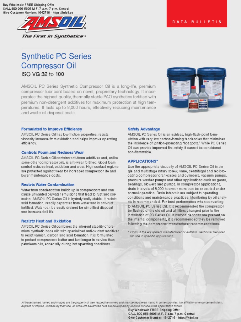 AMSOIL PC Series Synthetic Compressor Oils (PCH - PCI - PCJ - PCK ...