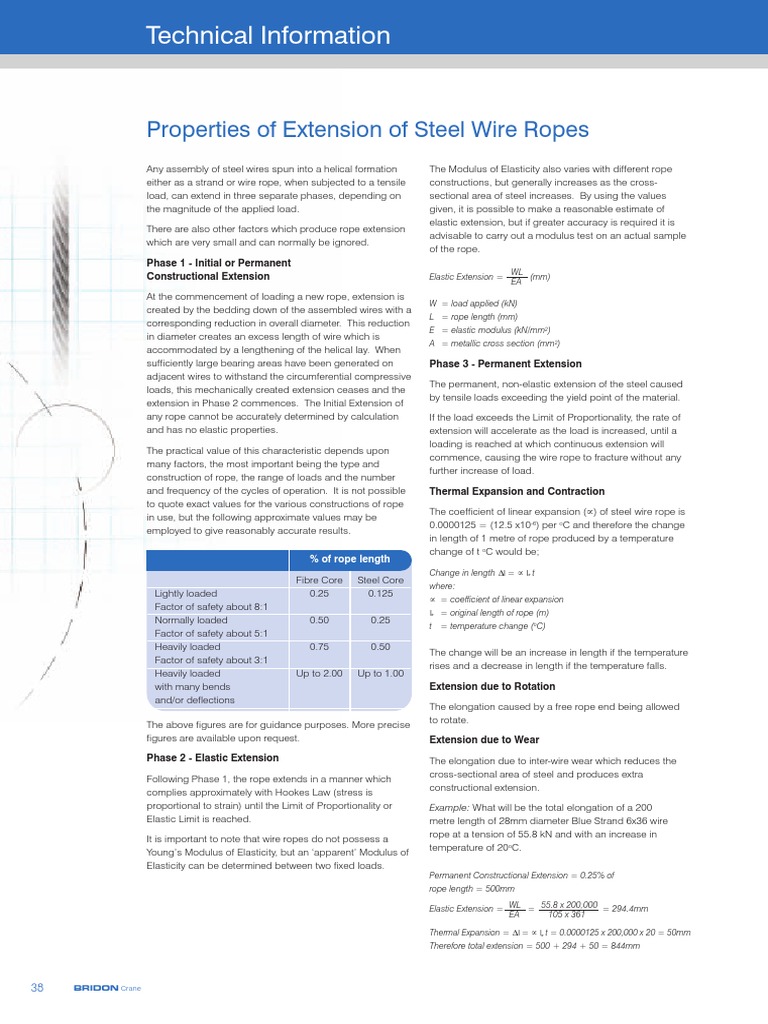 Technical Information On Wire Ropes Bridon | PDF | Rope | Elasticity ...