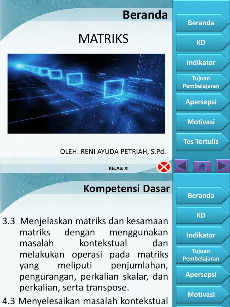 Apersepsi Dan Motivasi Materi Pengertian Dan Jenis-Jenis Matriks | PDF Apersepsi Dan Motivasi Materi Pengertian Dan Jenis-Jenis Matriks | PDF