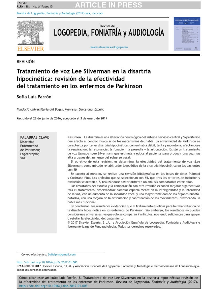 Tratamiento de Lee Silverman | PDF | Enfermedad de Parkinson | Medicina