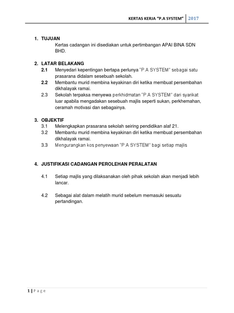 Kertas Kerja Pa System | PDF