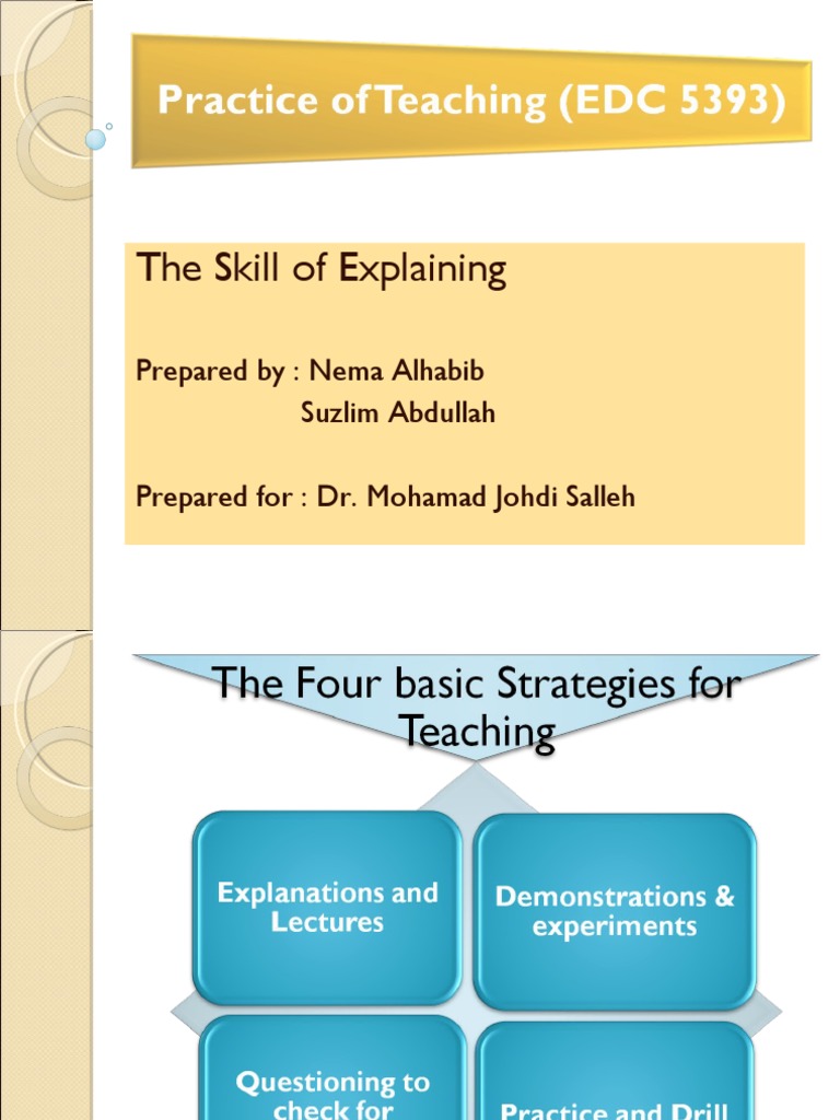 The Skills of Expalining | PDF | Lecture | Applied Psychology