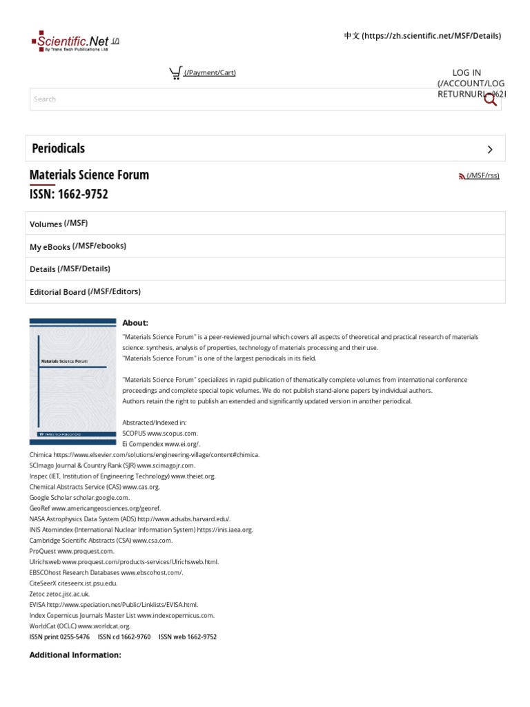 Materials Science Forum | PDF | Scholarly Communication | Information ...