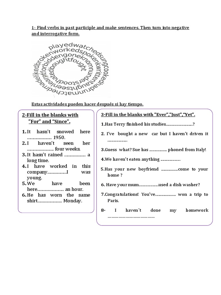 Present Perfect Activity 2018 | PDF | Language Arts & Discipline