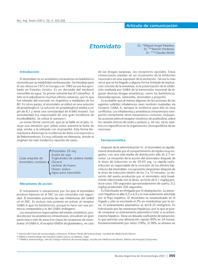Etomidato | PDF | Fentanilo | Corazón