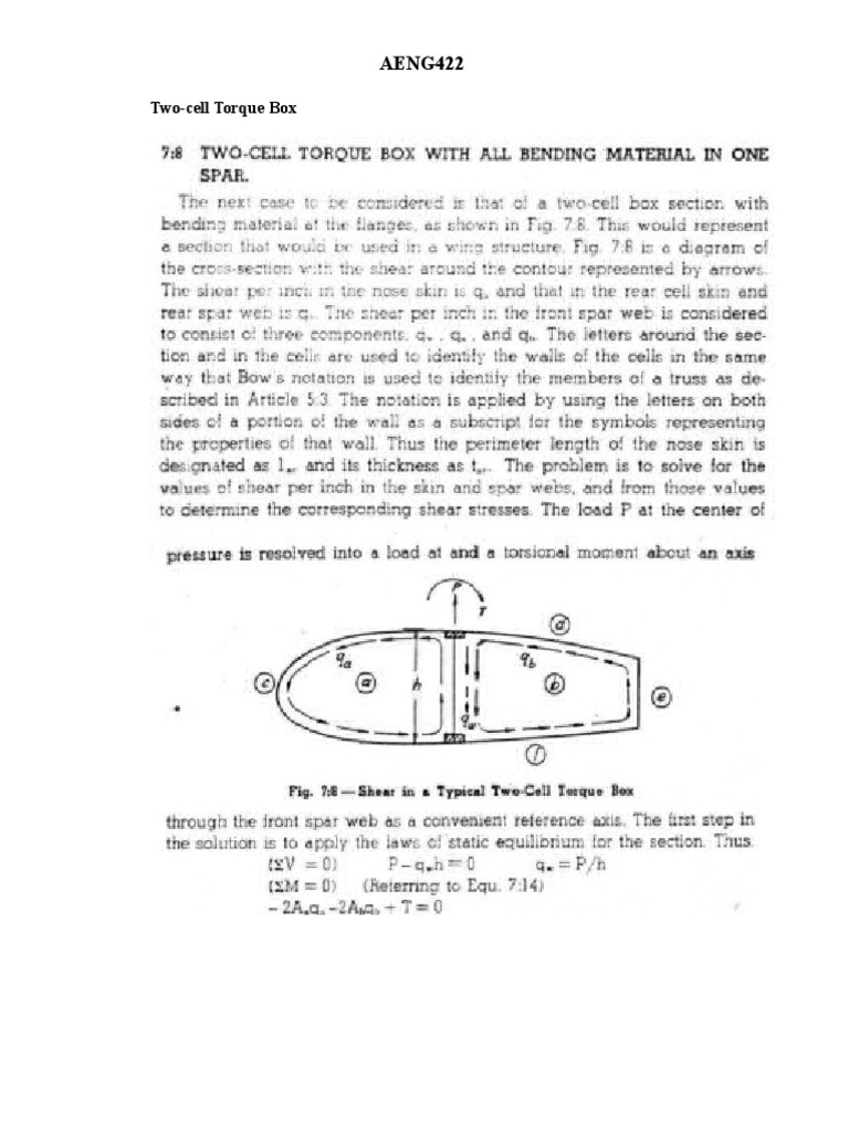 AENG422 Introduction Two-Cell Torque Box Part I | PDF