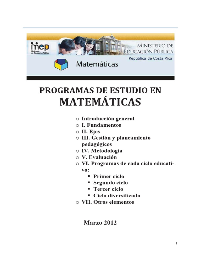 Programas Matematicas 2012 | PDF | Plan de estudios | Conceptos ...