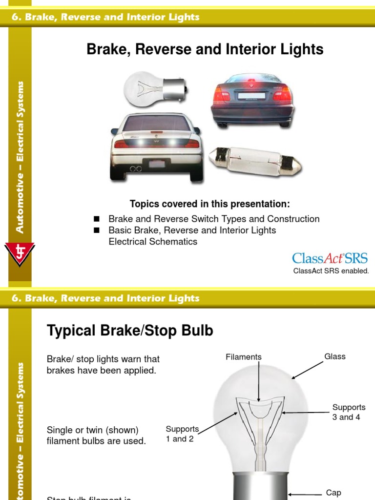 Brake, Reverse and Interior Lights | PDF | Switch | Incandescent Light Bulb