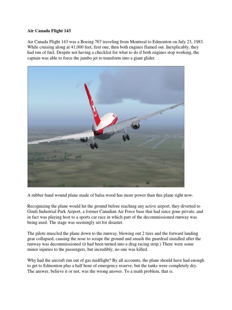 Air Canada Flight 143 PDF | PDF