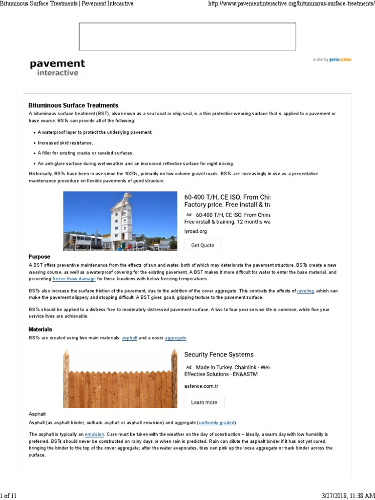 Bituminous Surface Treatments | PDF | Road Surface | Asphalt