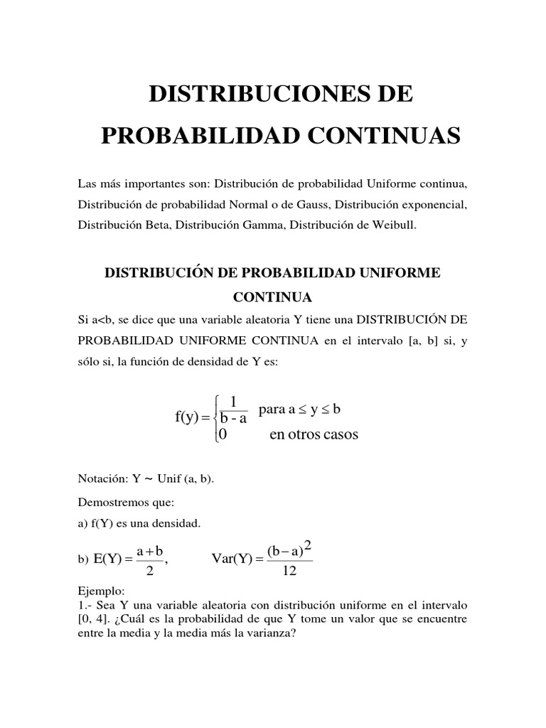 Distribuciones Continuas | PDF | Distribución normal | Distribución de ...