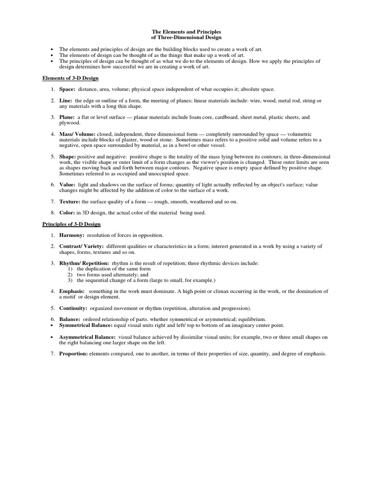 3d Design Principles | PDF | Shape | Space