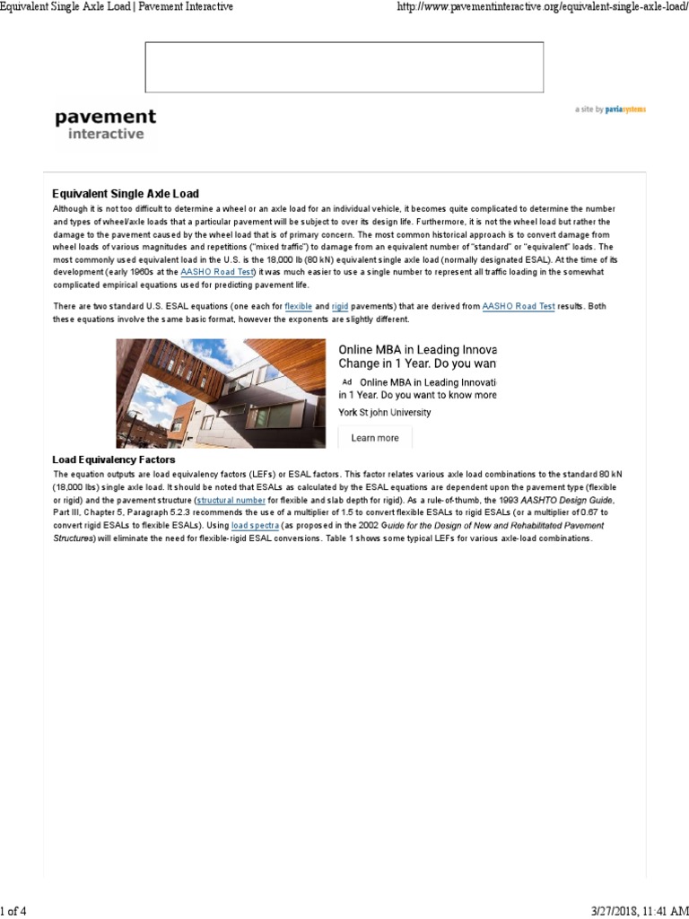 Equivalent Single Axle Load | Truck | Road Surface