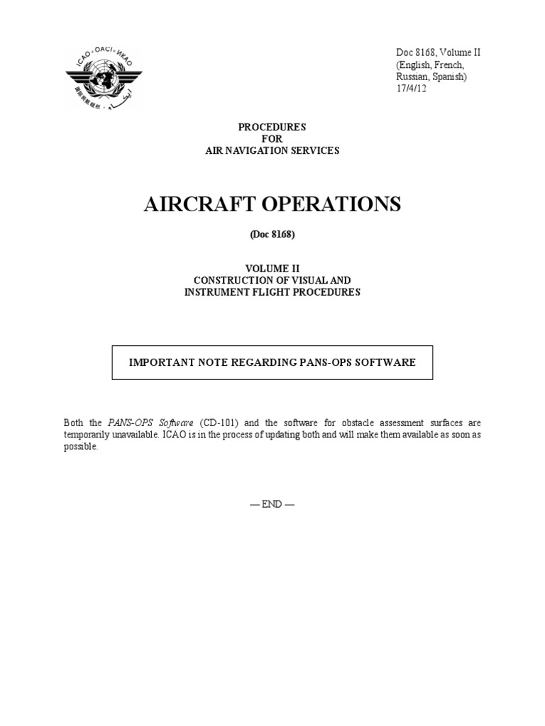 8168 - v2 - Aircraft Operations - Note - PANS-OPS Software PDF | PDF