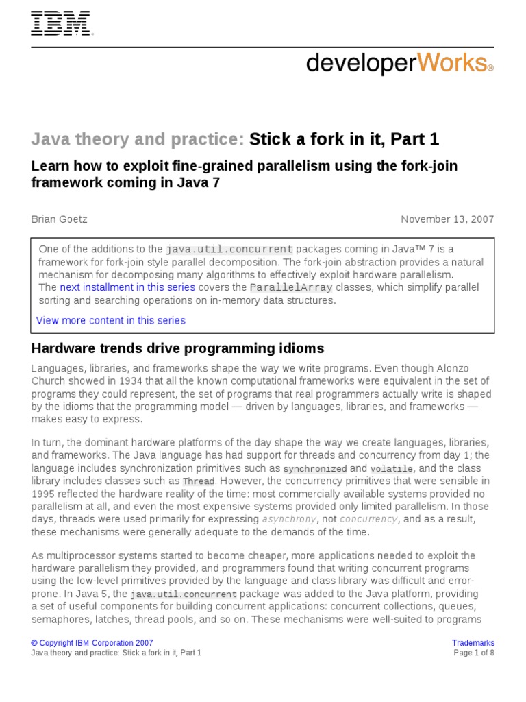 Java Theory and Practice:: Stick A Fork in It, Part 1 | PDF | Parallel Computing | Thread ...