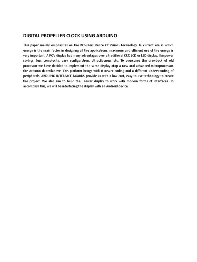 Digital Propeller Clock Using Arduino | PDF | Frame Rate | Power Supply