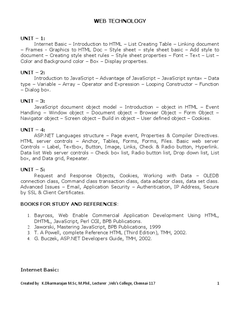 Web Technology | PDF | Html Element | Html