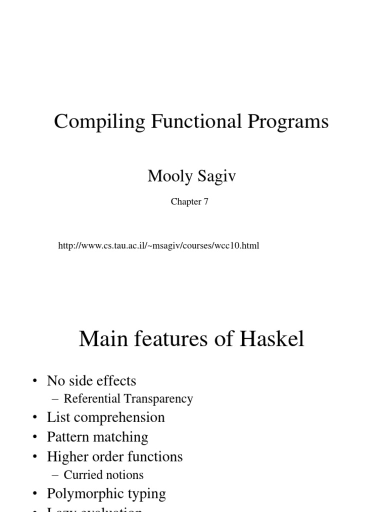 Compiling Functional Programs: Mooly Sagiv | PDF | Functional ...