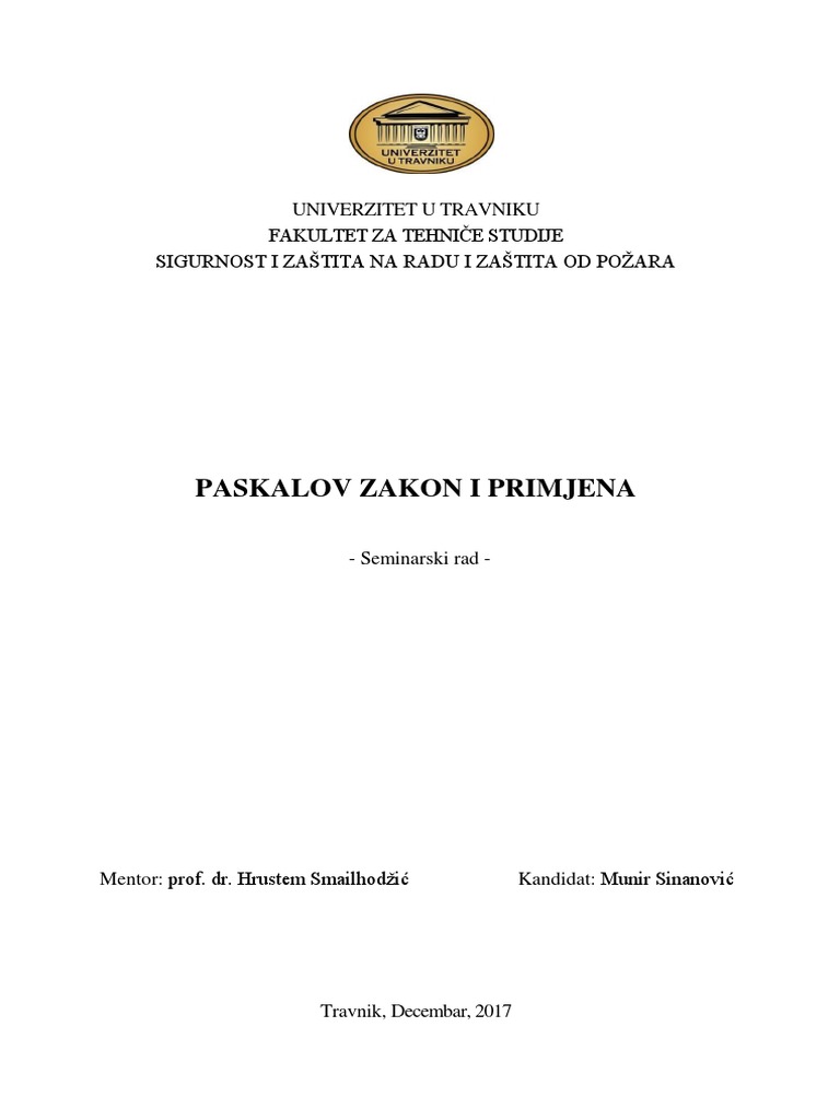 Paskalov Zakon I Primjena | PDF