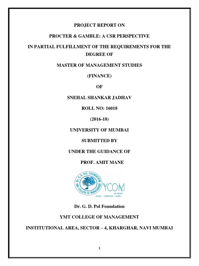 CSR Project @@@ | PDF | Procter & Gamble | Committee