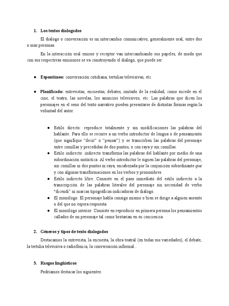 Textos Dialogados. La Conversación | PDF | Palabra | Comunicación no verbal