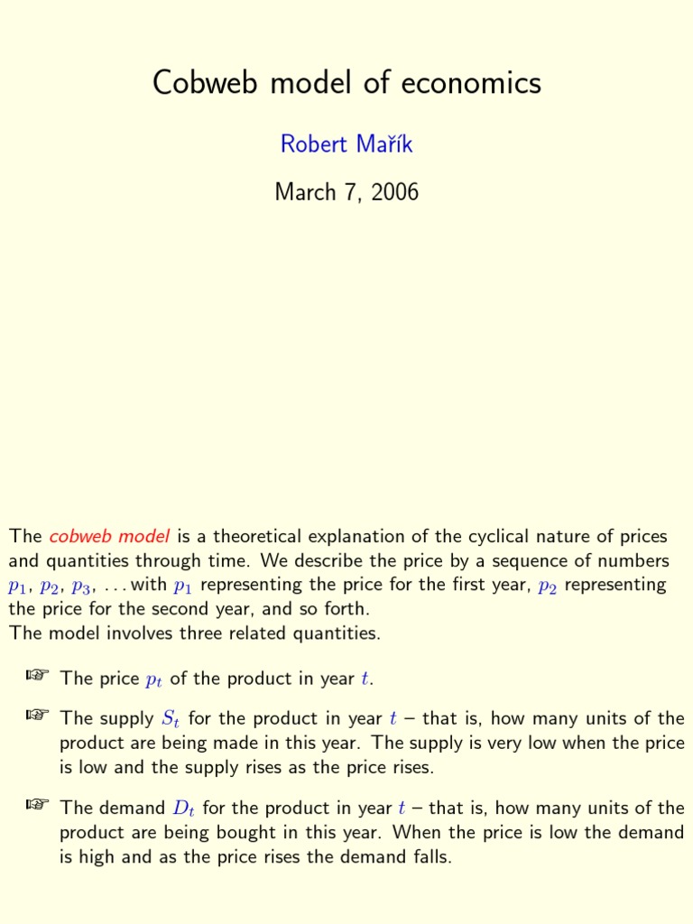 Cobweb Model of Economics: Robert Ma R Ik | PDF | Economic Equilibrium ...