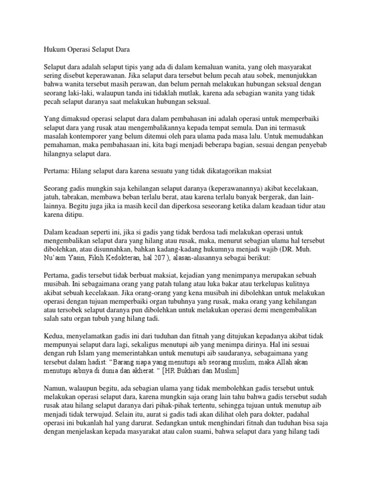 Hukum Operasi Selaput Dara | PDF