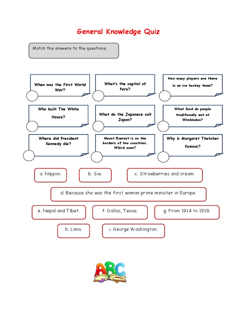 General Knowledge Quiz Icebreakers Warmers Coolers | PDF | The United ...